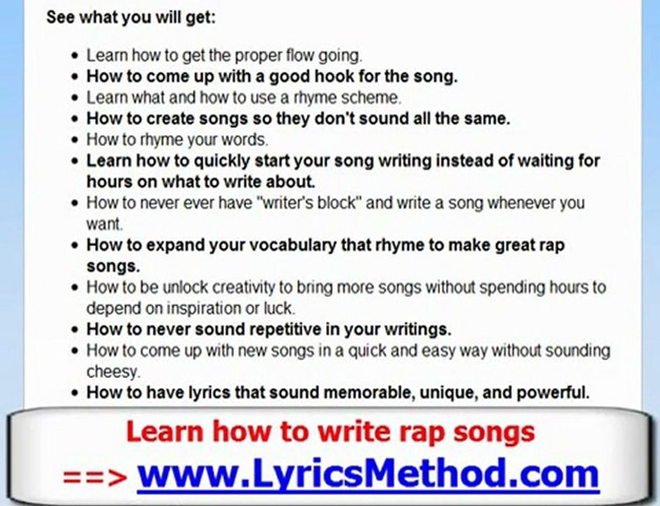 How to Write a Rap Song - Learn To Write Rap Lyrics Tips - L - video ...
