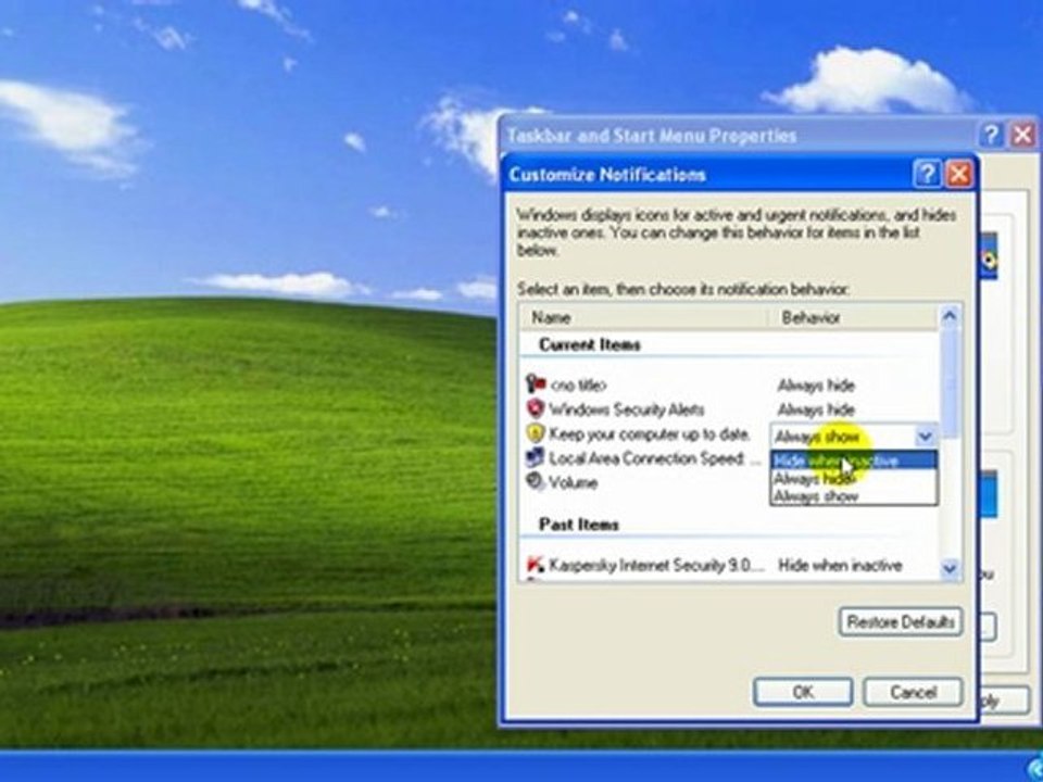 How To change behavior of tray icons in Windows XP - video Dailymotion