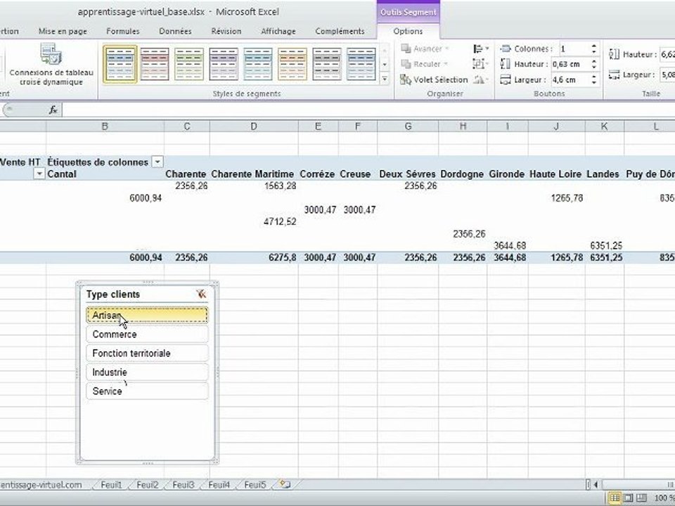 Segments dans un tableau croise dynamique 2010 - Vidéo Dailymotion