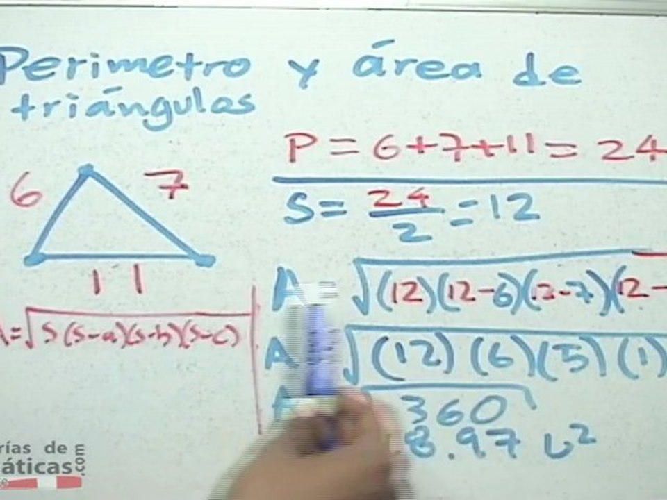 Perímetro y área de un triángulo (formula de Herón) - HD - Vídeo ...