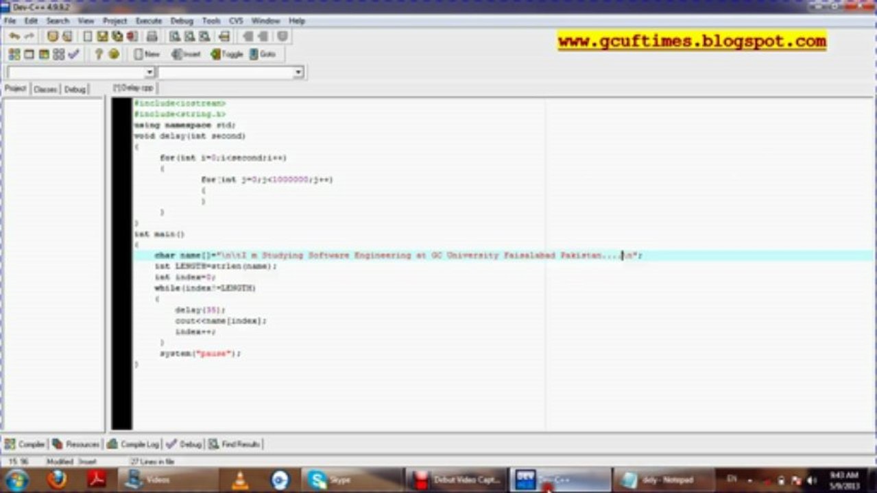 How to Create Time Delay in C++ Programe by Matee Gojra - video Dailymotion