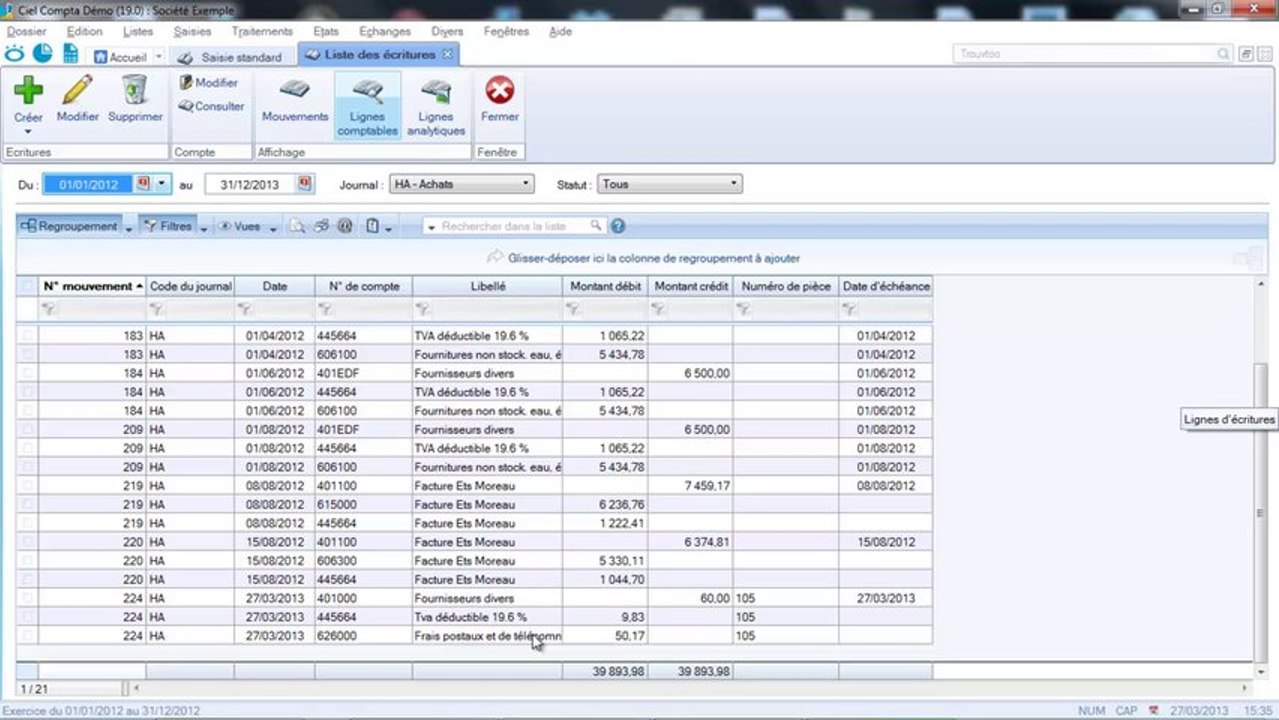 CIEL Comptabilité : Saisie standard - Vidéo Dailymotion