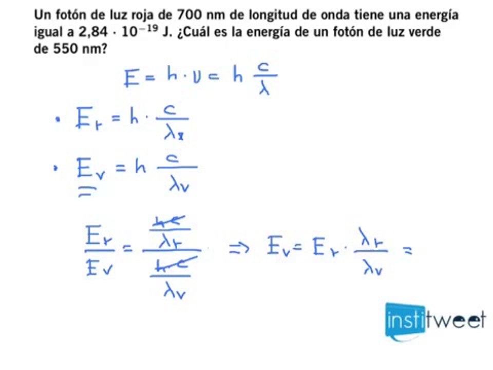 Determine la energía del fotón de luz verde dada su longitud de onda ...