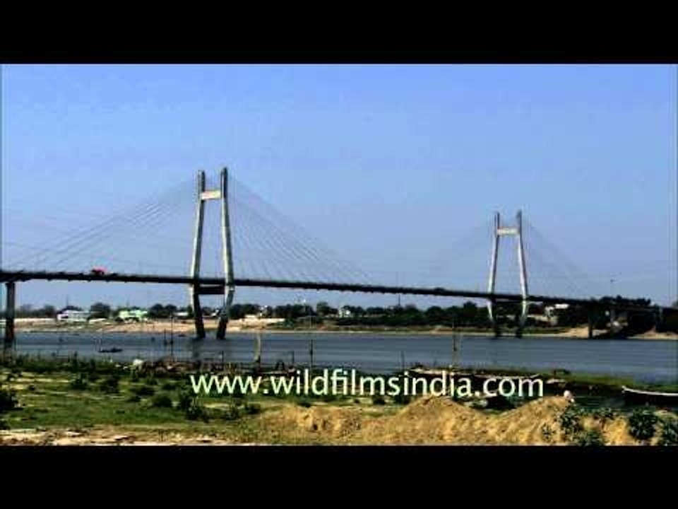 New Yamuna Bridge - the longest cable-stayed bridge of India, located ...