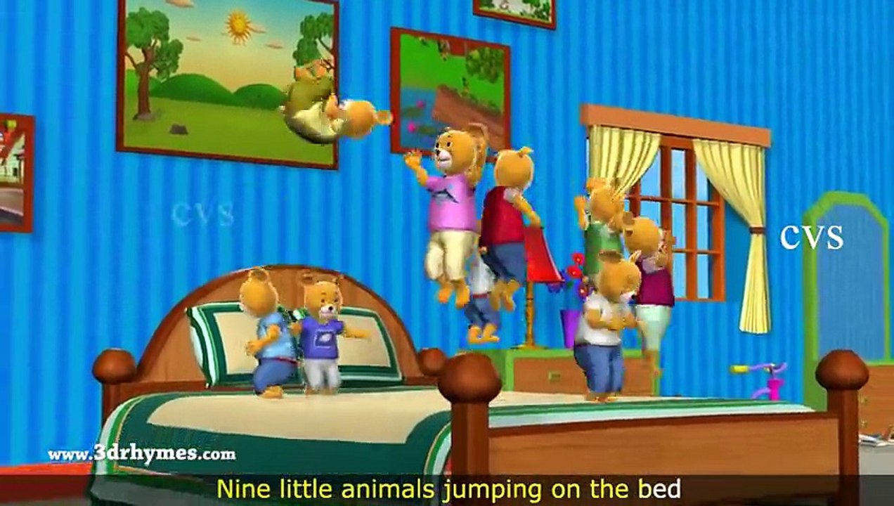 Ten Little Teddy Bears Jumping on the Bed Song - 3D Animation Nursery ...