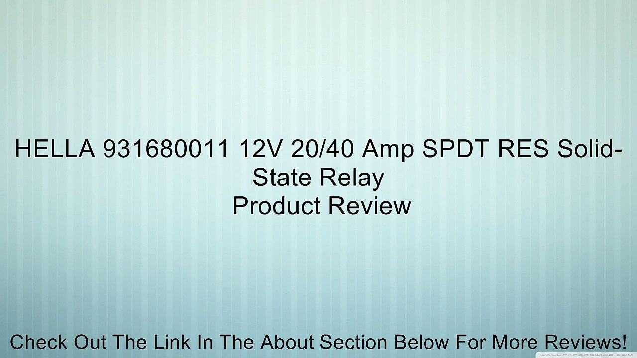 HELLA 931680011 12V 20/40 Amp SPDT RES Solid-State Relay Review - video ...