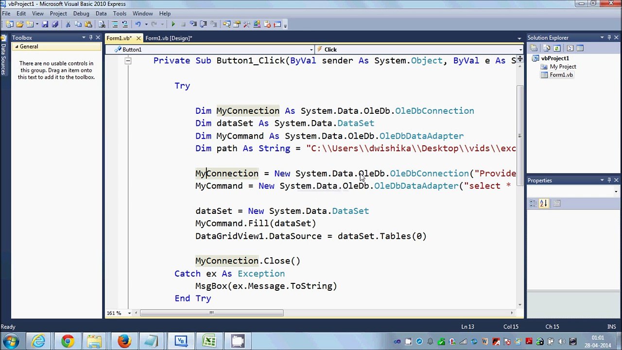 Visual Basic .NET Tutorial 53 -How to import excel file to datagridview in VB.NET - video ...