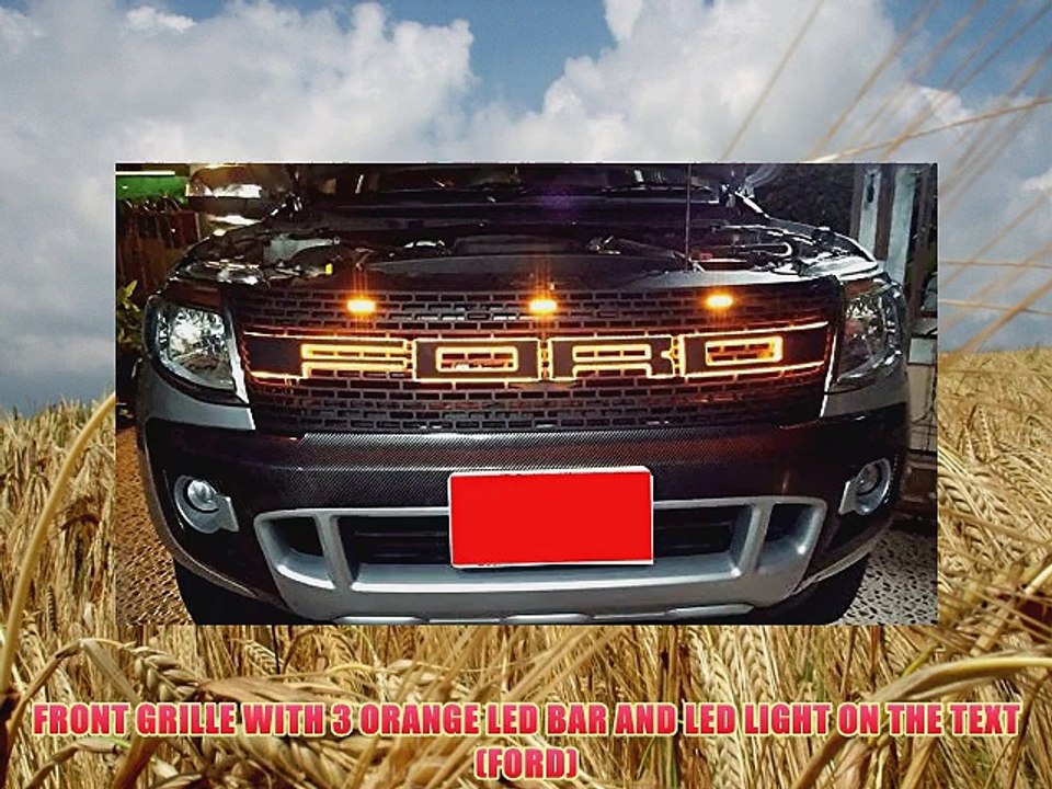 Raptor Front Grill Grille Awesome orange led light bar Black Lit Ford ...
