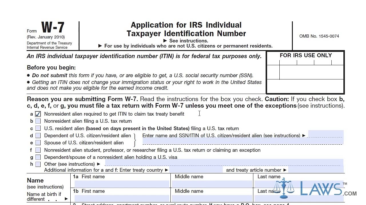 Learn How to Fill the Form W-7 Application for IRS Individual Taxpayer ...