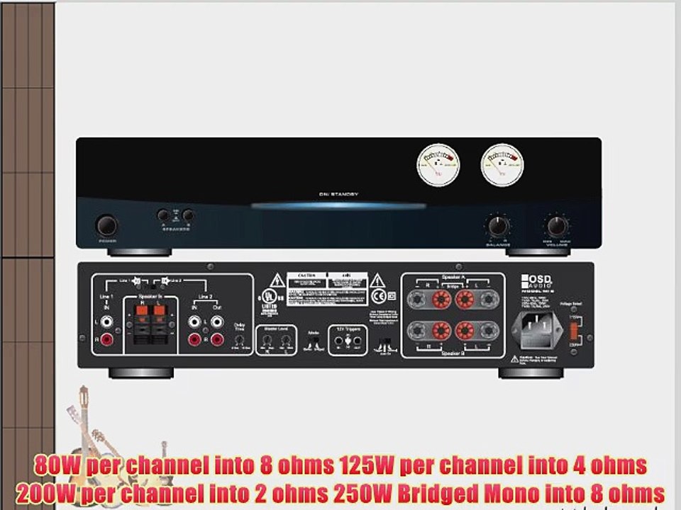 OSD Audio AMP200 2-Channel 80-Watt Stereo and 250-Watt MONO Bridged ...