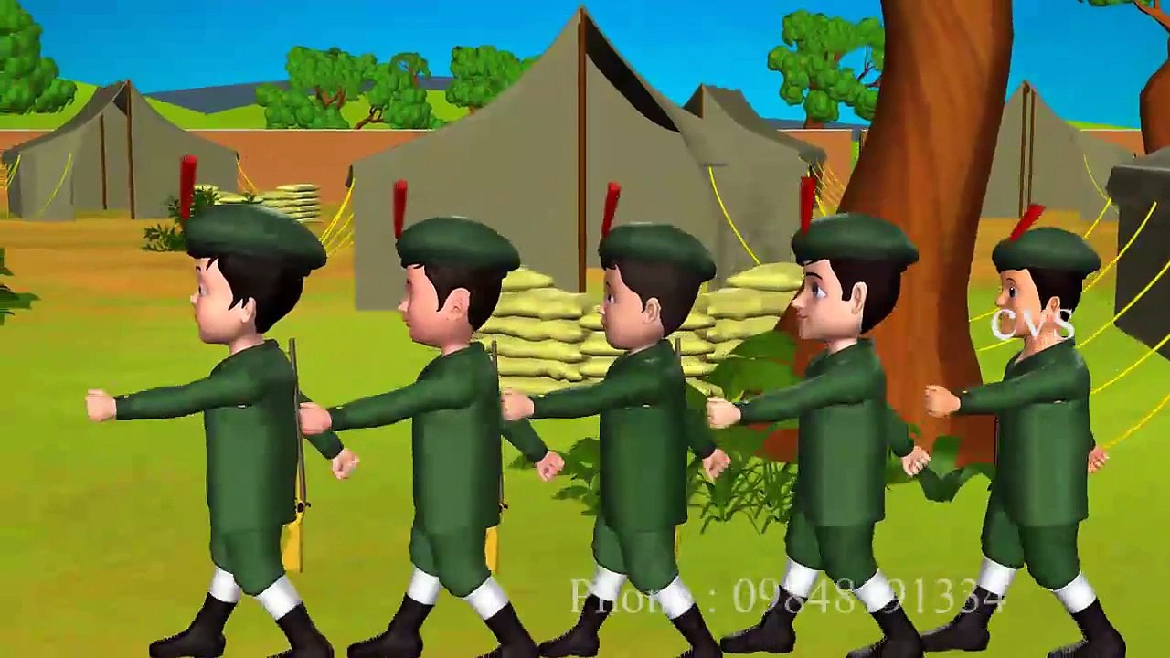 3D Animation Five Little Soldiers Nursery Rhyme for children with ...