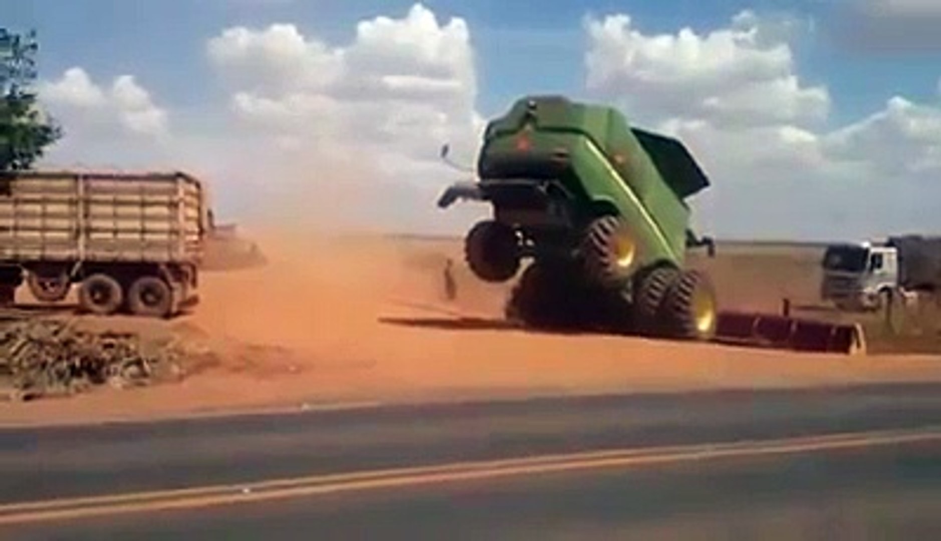 John Deere Combine On Fire