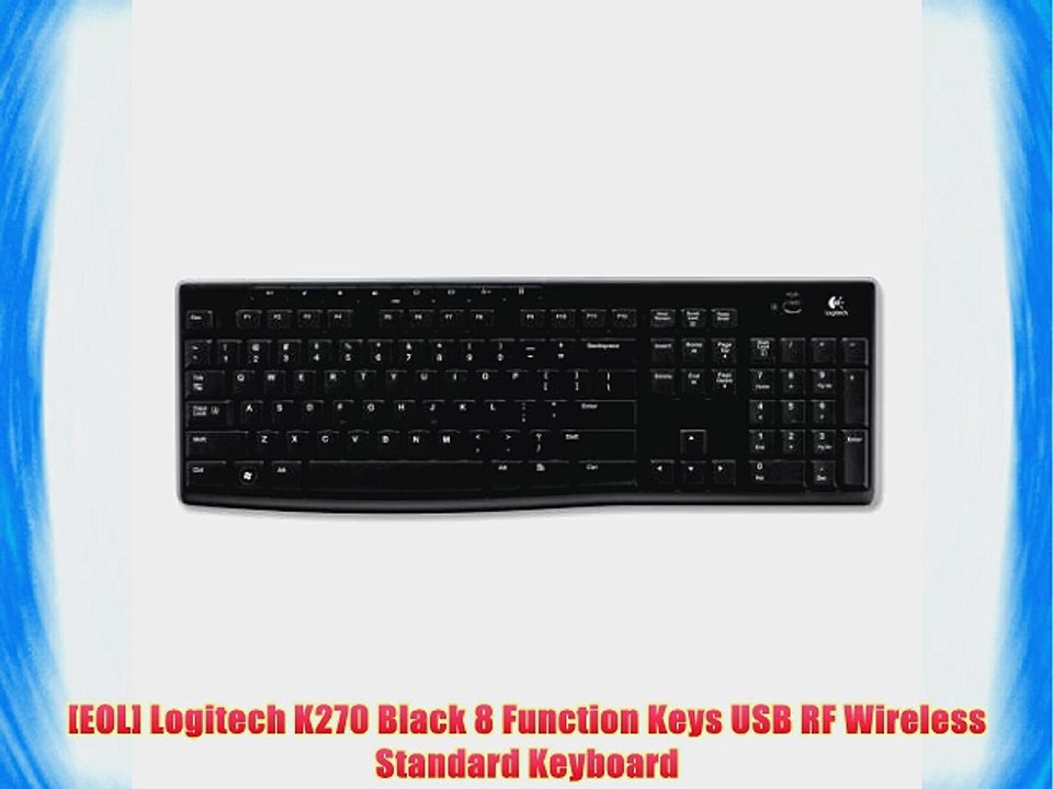 [EOL] Logitech K270 Black 8 Function Keys USB RF Wireless Standard ...