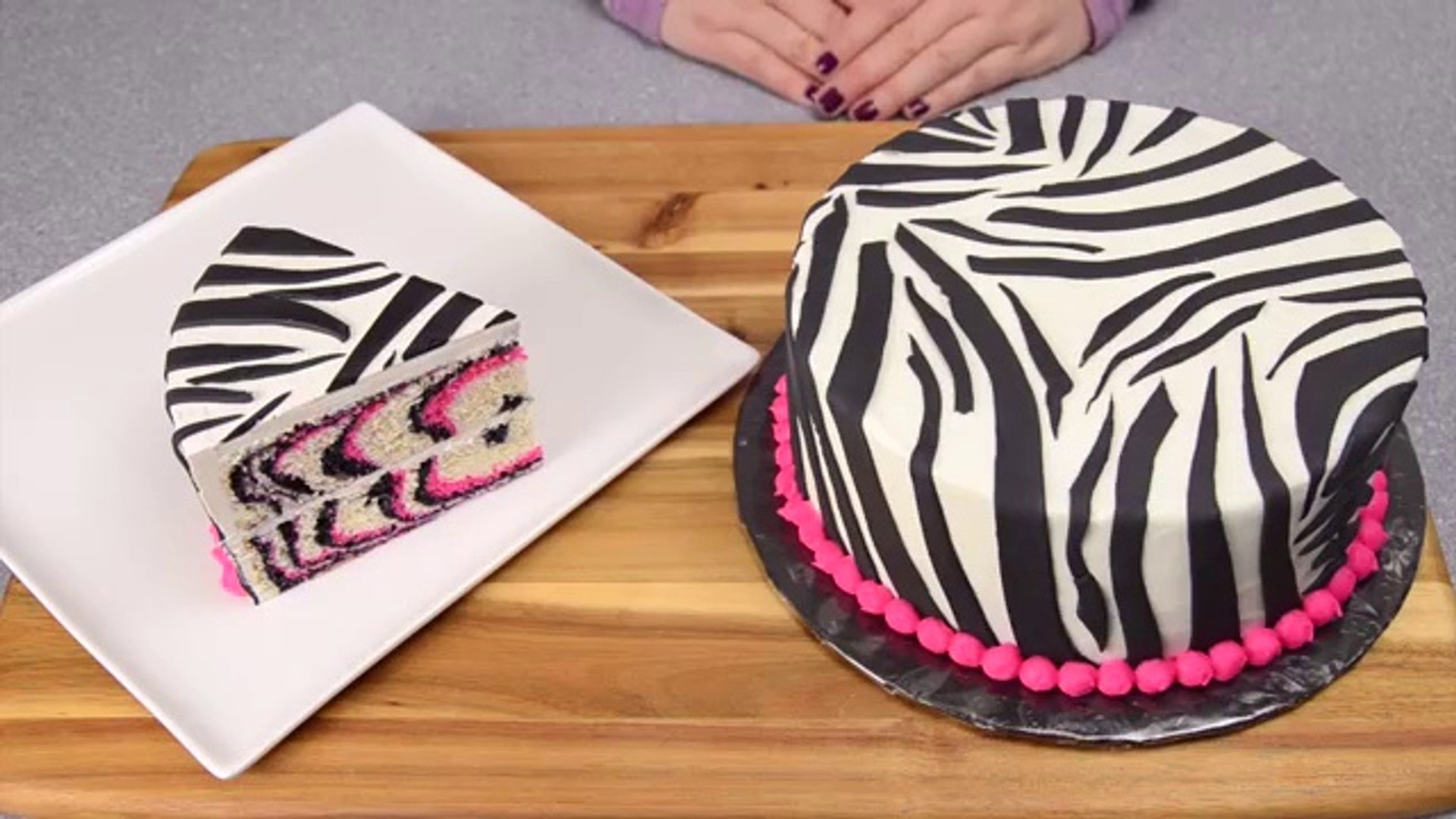 Pink And Black Zebra Birthday Cake