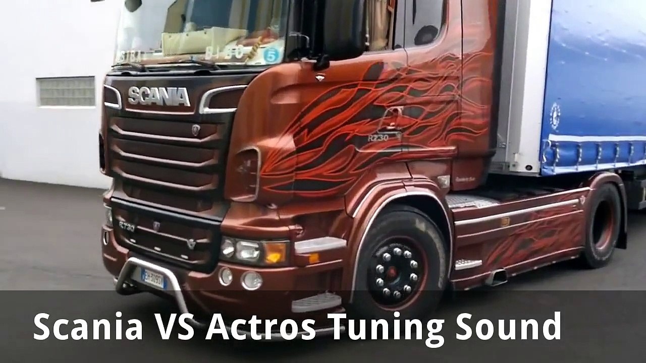 Acceleration - Scania R730 Black Amber Tuning VS Actros MP4 - video ...