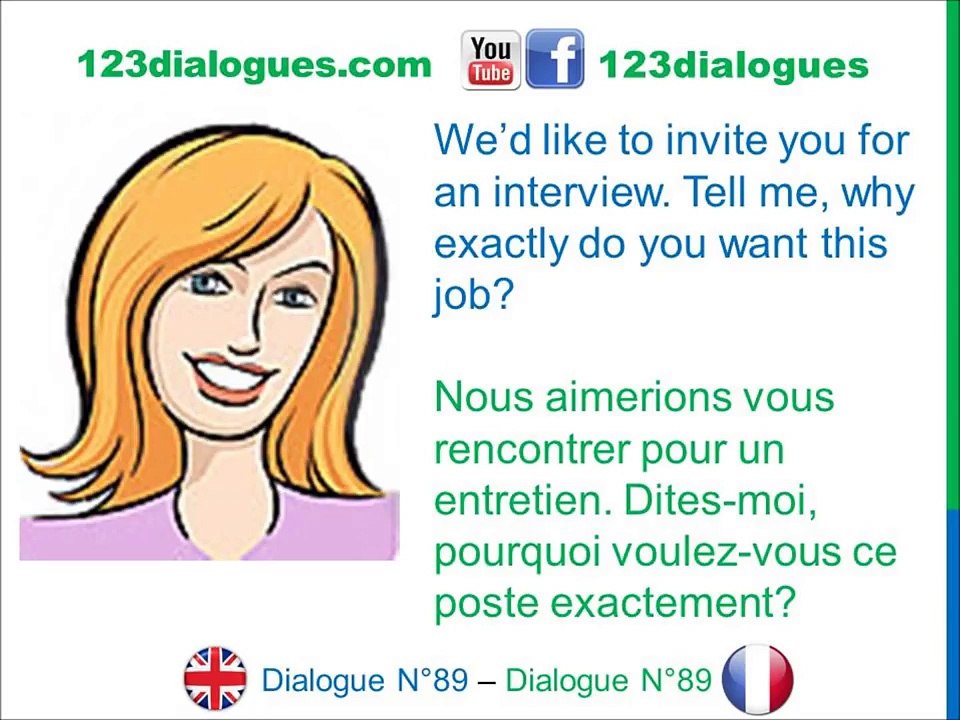 Dialogue 89 English French Anglais Français Job interview Entretien d ...