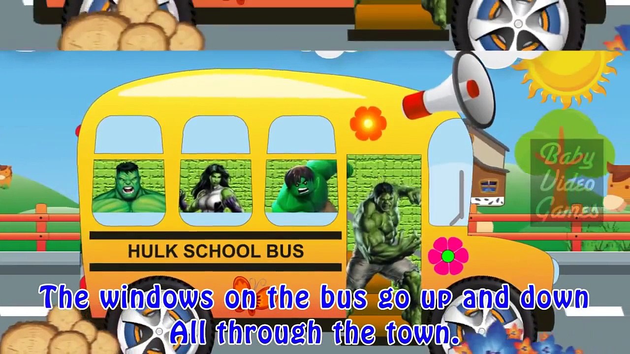 Wheels on the Bus Nursery Rhymes Hulk Super Heroes Cartoon Nursery ...