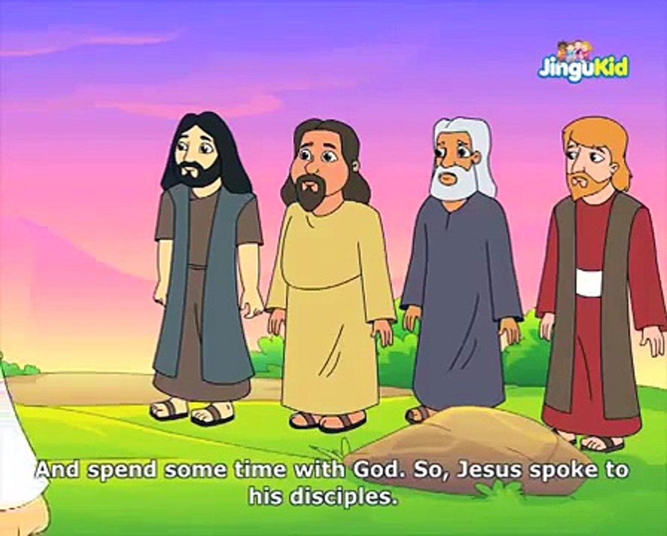 Jesus Walking With Disciples Animated