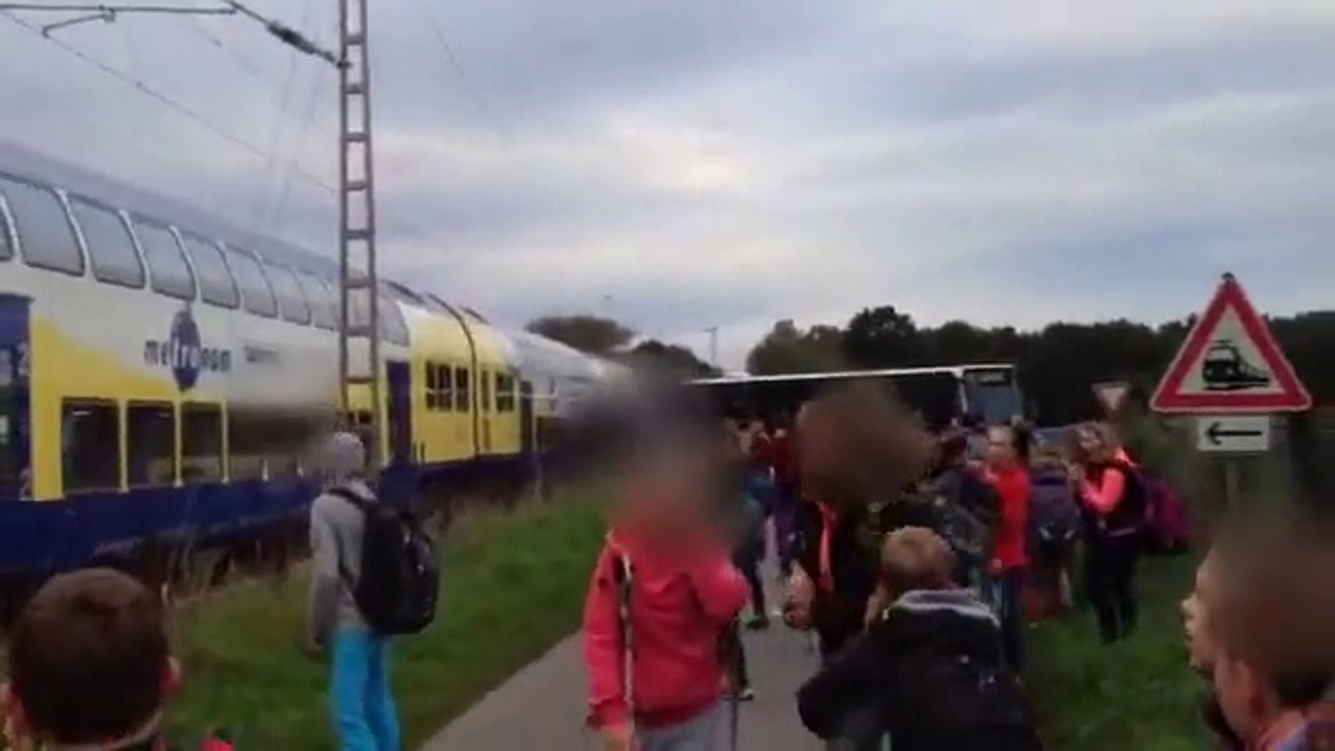 Train Hitting Empty School Bus