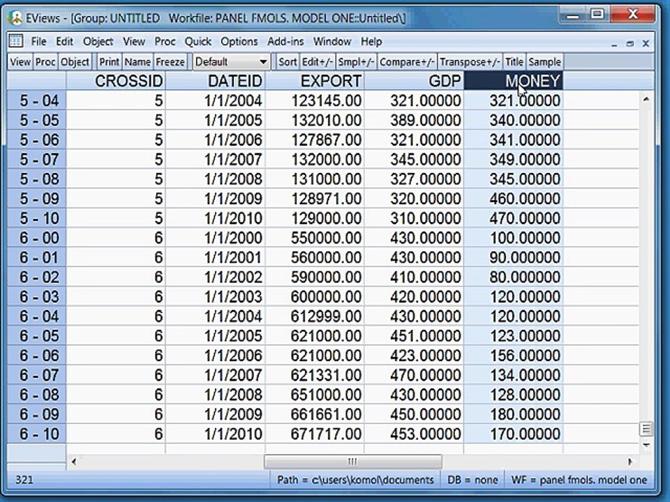 Panel FMOLS. Model One. EVIEWS - video Dailymotion