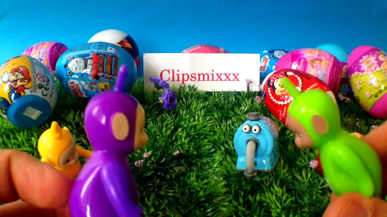 Teletubbies open 10 Surprise Eggs Filly Micky Mouse Disney Princess ...