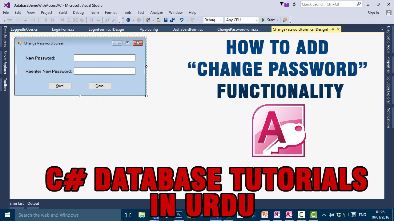 P(7) - C# Access Database Tutorials In Urdu - Change Password Functionality - video Dailymotion