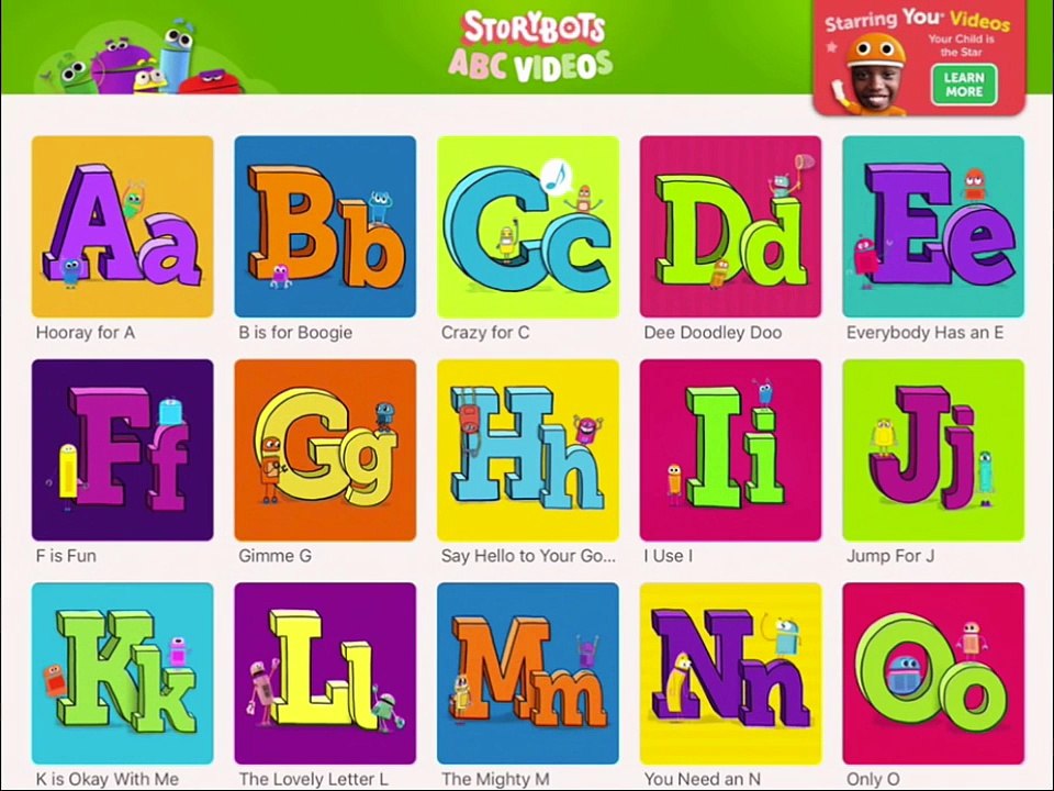 ABC Videos by Storybots A G (no narration) best app demos for kids ...