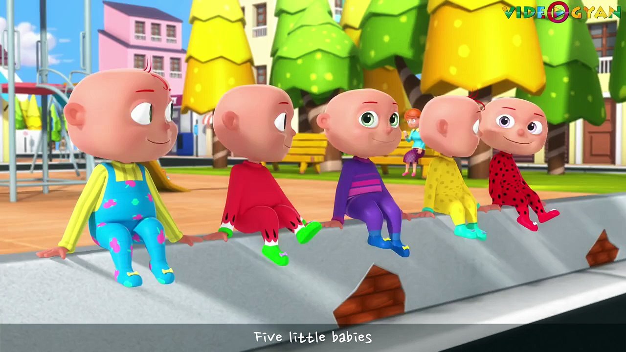 Five Little Babies Sitting On A Wall | Videogyan 3D Rhymes | Nursery ...