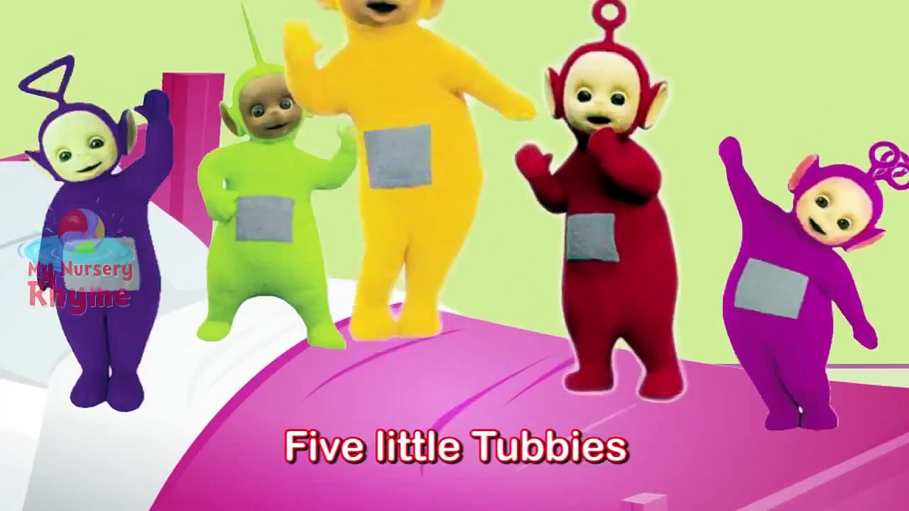 Five Little Tubbies Jumping on The Bed Teletubbies Nursery Rhyme for ...