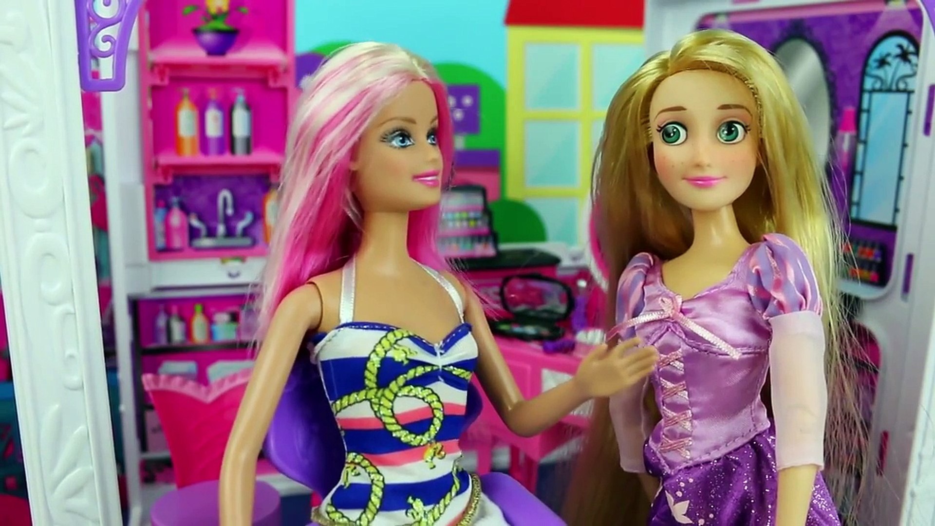 ELSA And Rapunzel At HAIR SALON! Barbie Is The Hair, 40% OFF