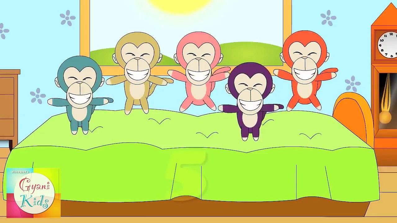 Five Little Monkeys Jumping On The Bed Nursery Rhyme | Kids Animation ...
