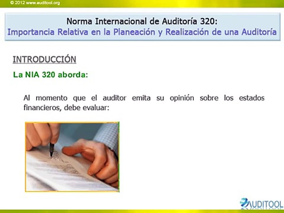 Norma Internacional de Auditoría 320 - NIA 320 - Vídeo Dailymotion