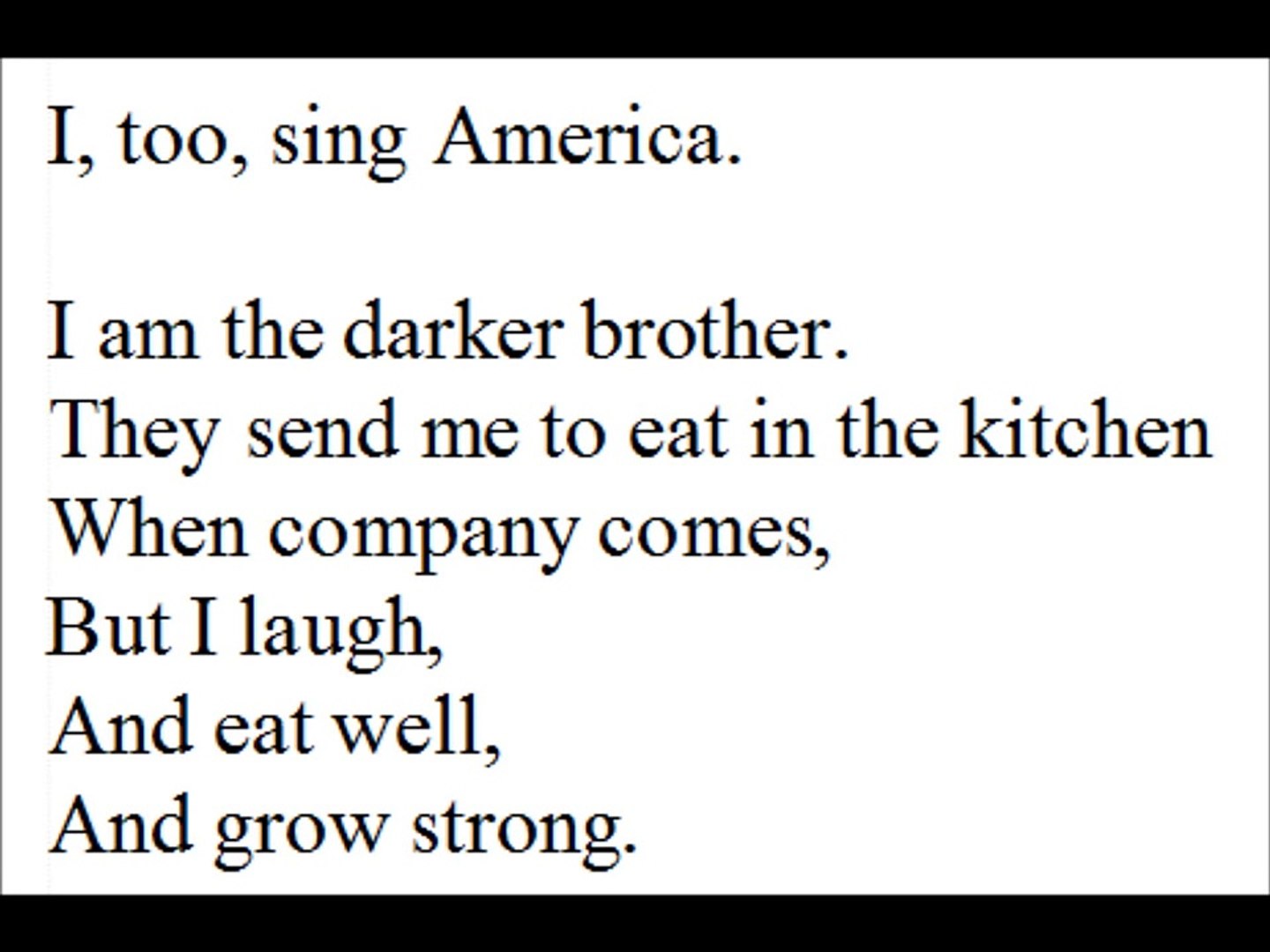 Langston Hughes I Too