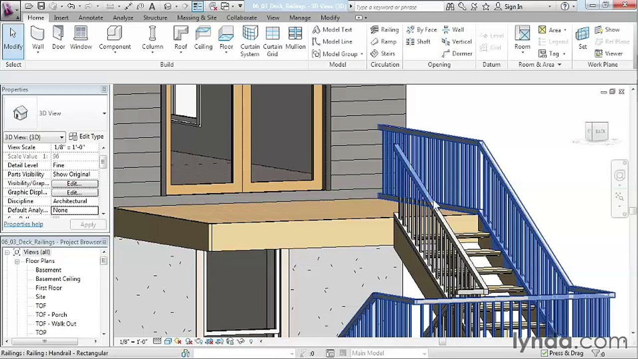 06 03. Creating deck railings - House in Revit Architecture – Видео ...