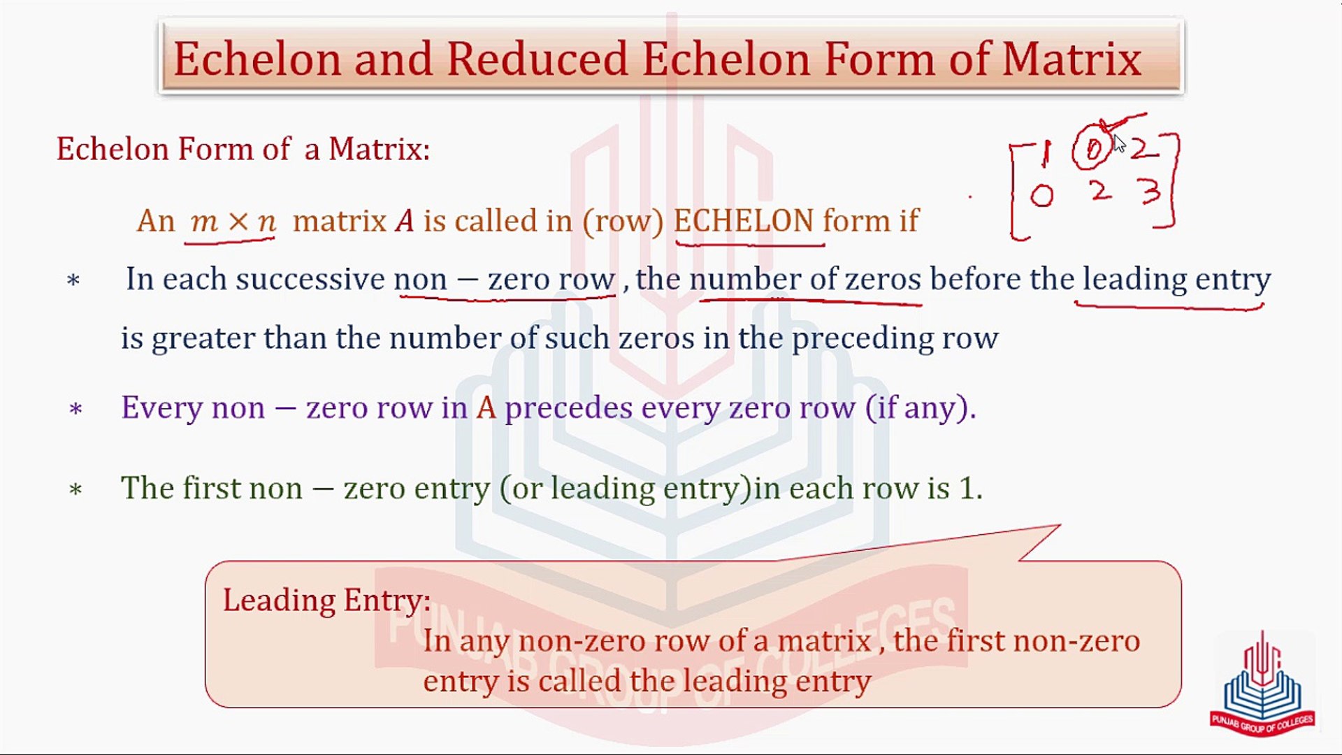 Echelon Form Solution 28493: Calculating The Reduced Row Echelon Form