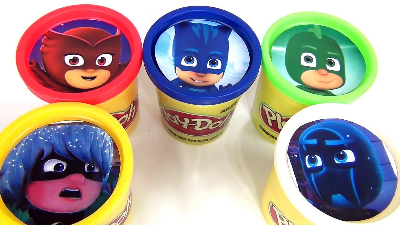 Learn Colors PJ MASKS Disney Jr. Owlette, Catboy, Gekko, Romeo Playdoh ...