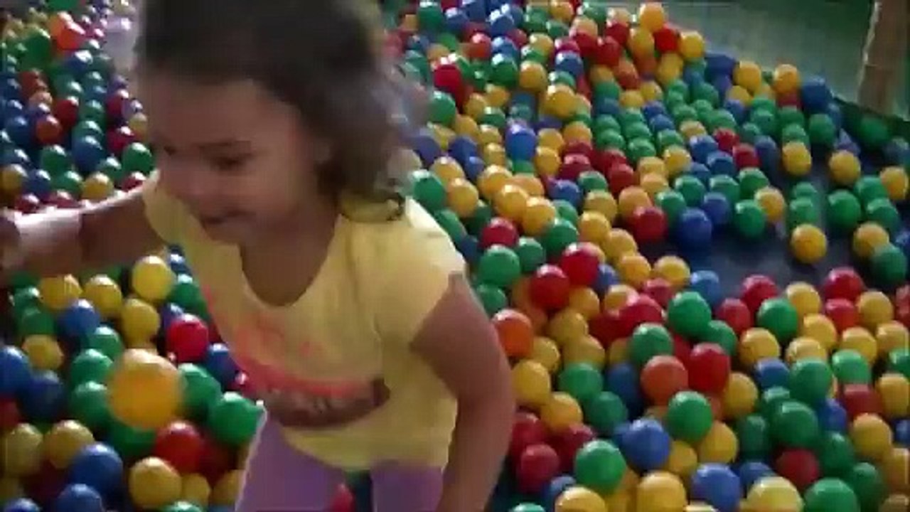 Kids playing Indoor with Ball Pit to learn colorsKids Learning Colors ...