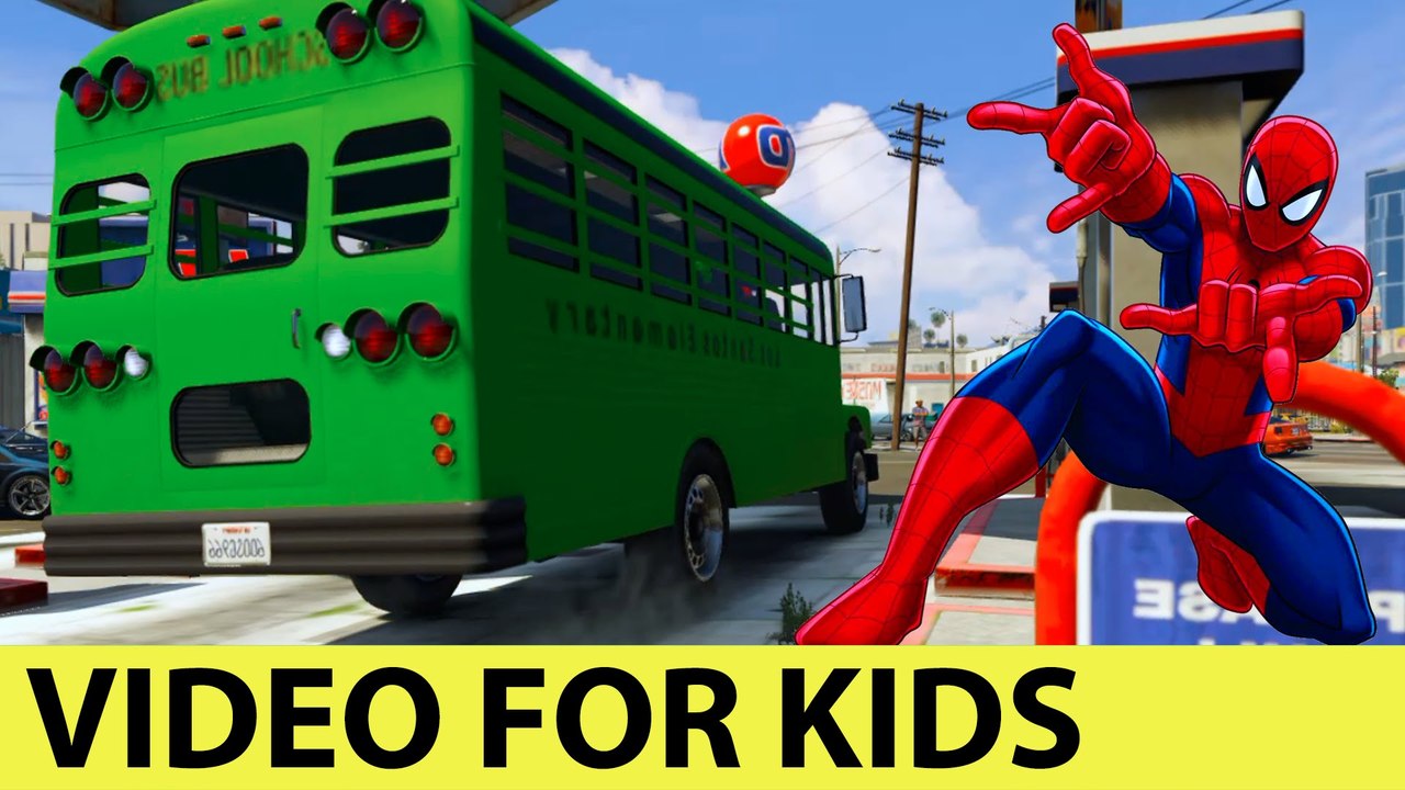 COLOR SCHOOL BUS and POLICE CAR with Spiderman Cartoon for Kids and ...