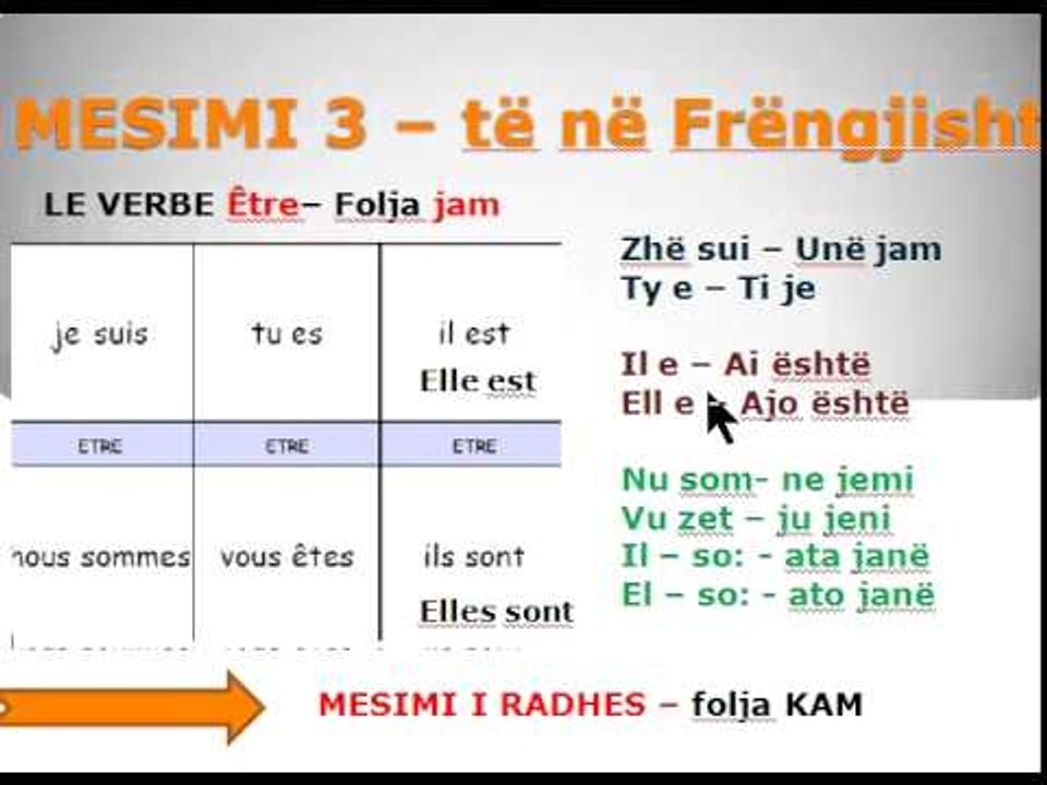 FOLJA JAM NE FRENGJISHT - VERBE ETRE EN FRANCAIS -MESIMI 3 - Vidéo ...