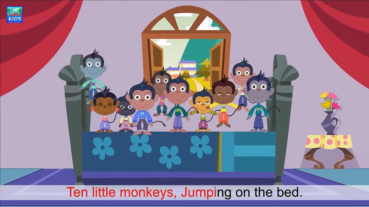 10(Ten) Little Monkeys Jumping On The Bed | Children Nursery Rhyme ...