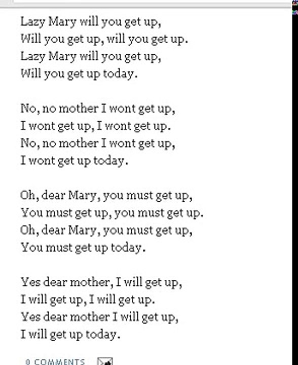 Lazy Mary | Nursery Rhymes Songs With Lyrics and Action | Poems For ...