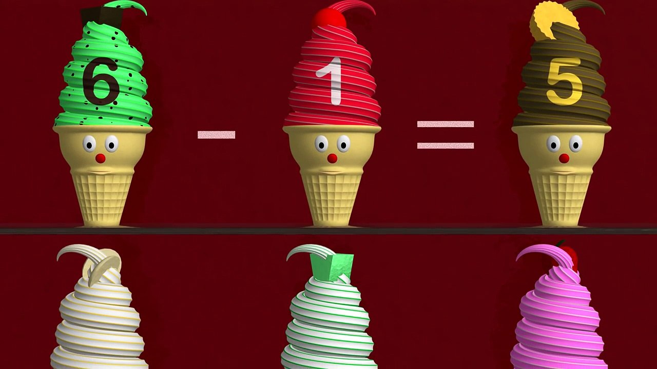 Learn Subtraction -1: Math Lesson with Ice Cream Cones for Children ...