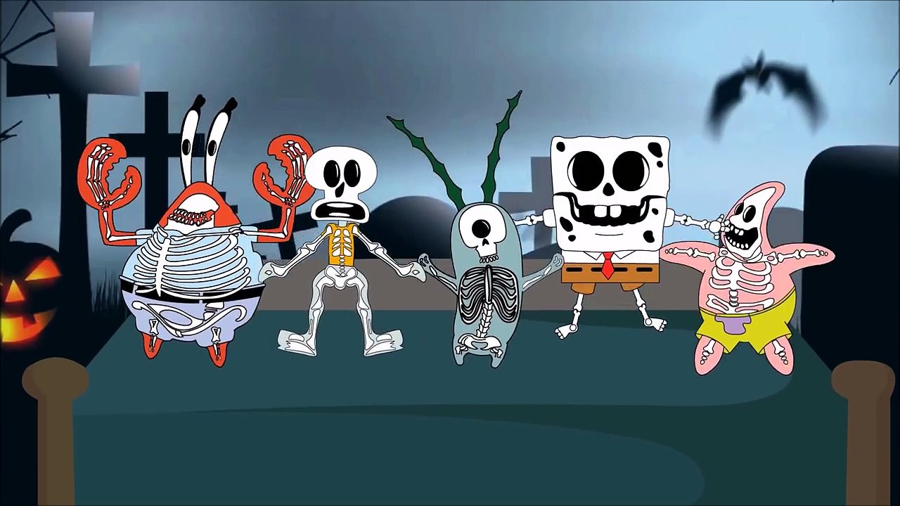 Five Little Skeleton Spongebob SquarePants - Spooky 5 Little Monkeys ...
