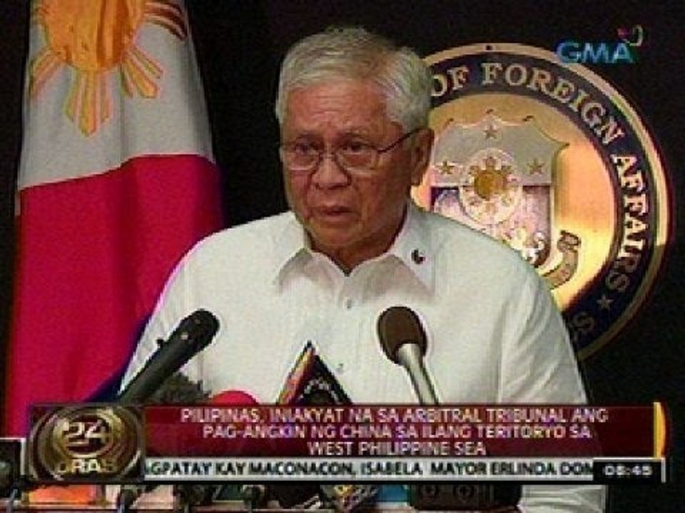 PHL, iniakyat na arbitral tribunal ang pag-angkin ng China sa ilang ...