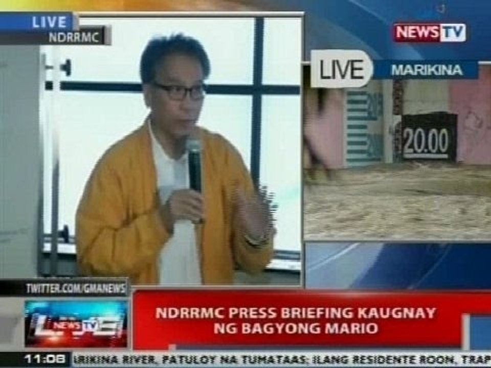 NTVL: NDRRMC press briefing kaugnay ng Bagyong Mario - video Dailymotion