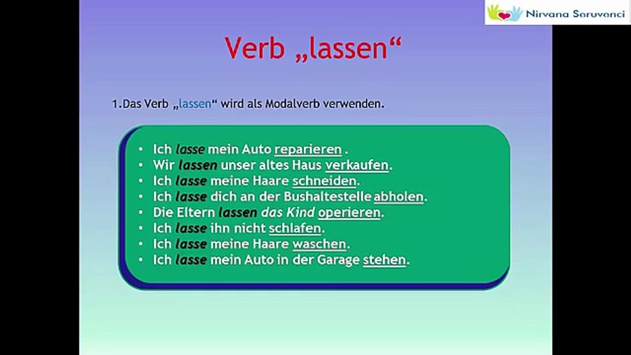 Deutsch Lernen | Das Verb Lassen Mit Sätze | - Dailymotion Video