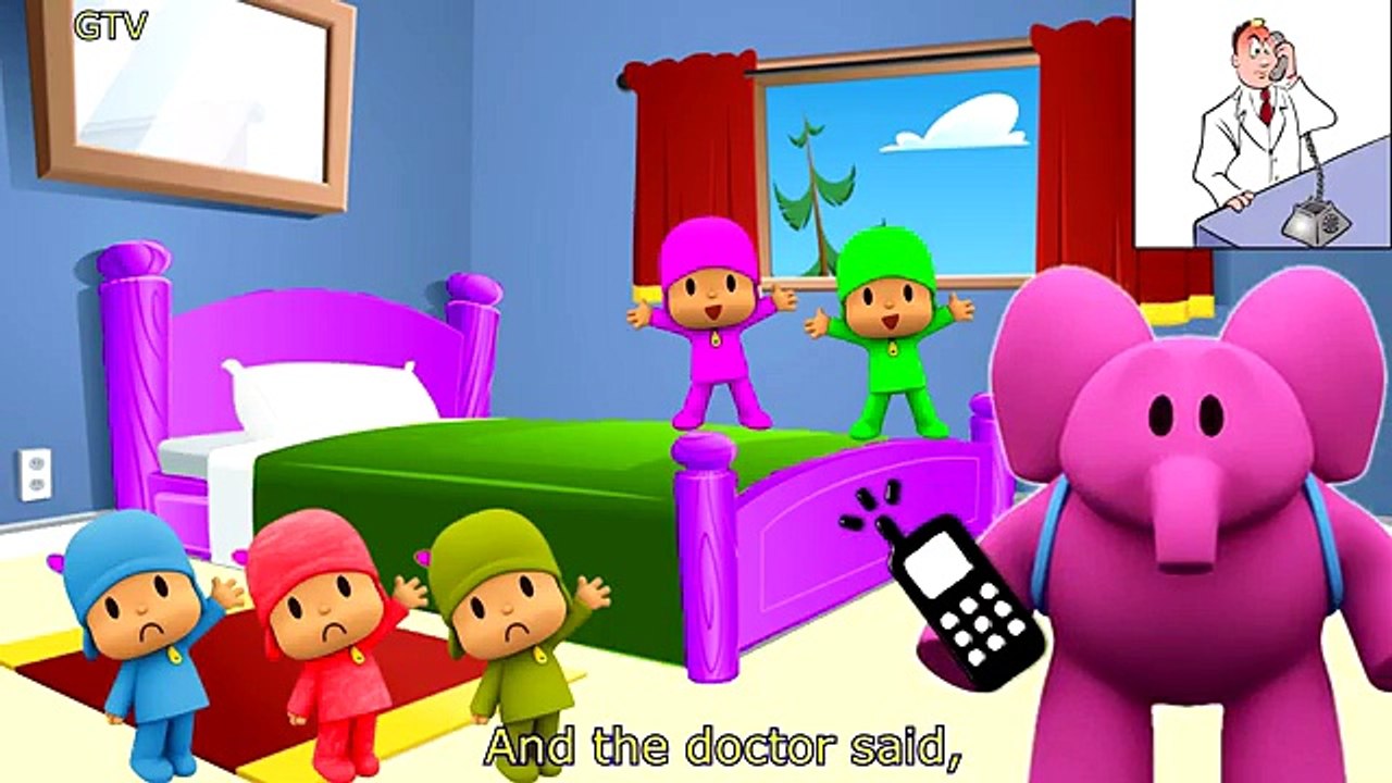 Pocoyo Finger Family Song | 5 Little Monkeys Jumping on the Bed Nursery ...