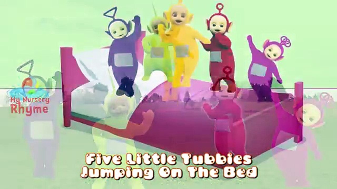 Five Little Tubbies Jumping on The Bed - Teletubbies Nursery Rhyme for ...