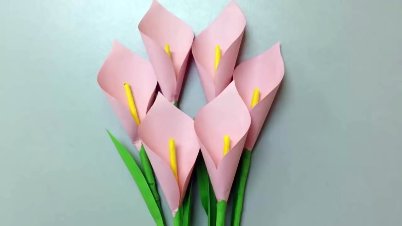 How to make calla lily paper flower Easy origami flowers for beginners ...