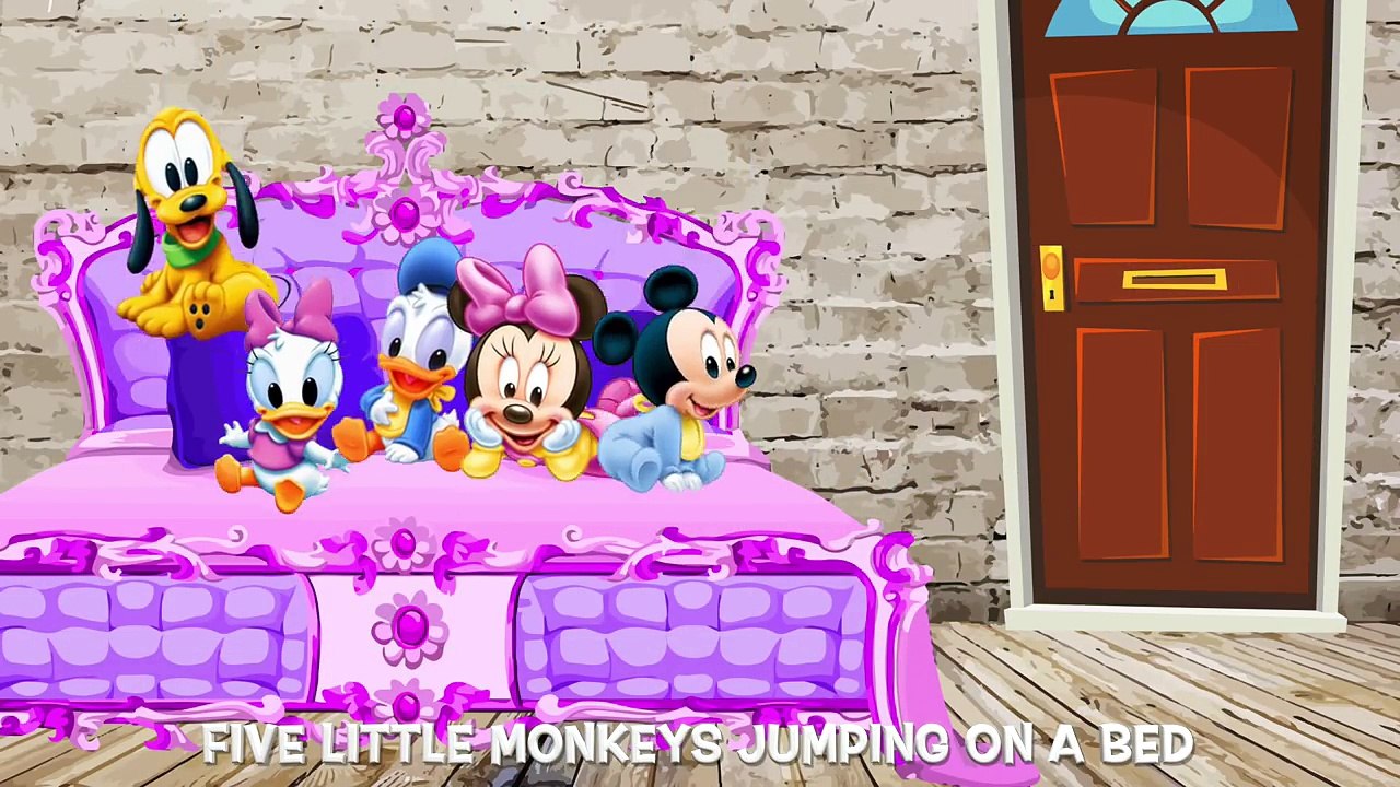 Five Little Mickey Mouse Clubhouse Baby Friends Jumping on the Bed ...